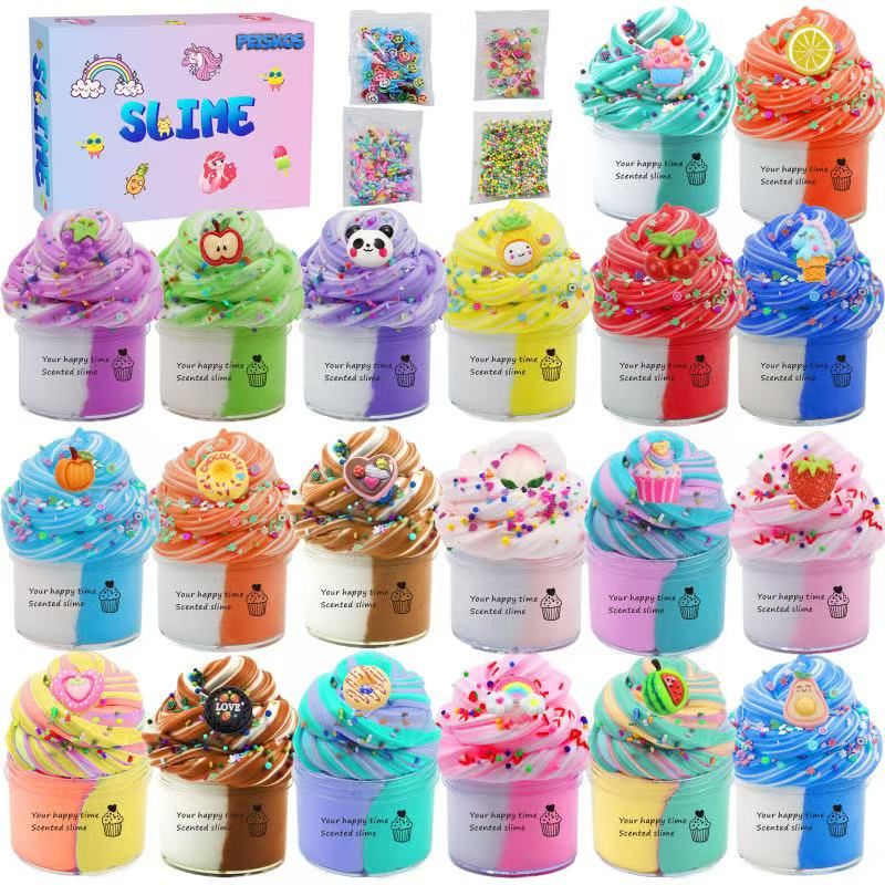 PEISKOS 24 Piece Dual Color Mini Butter Slime Kit DIY Slime Toys for ...