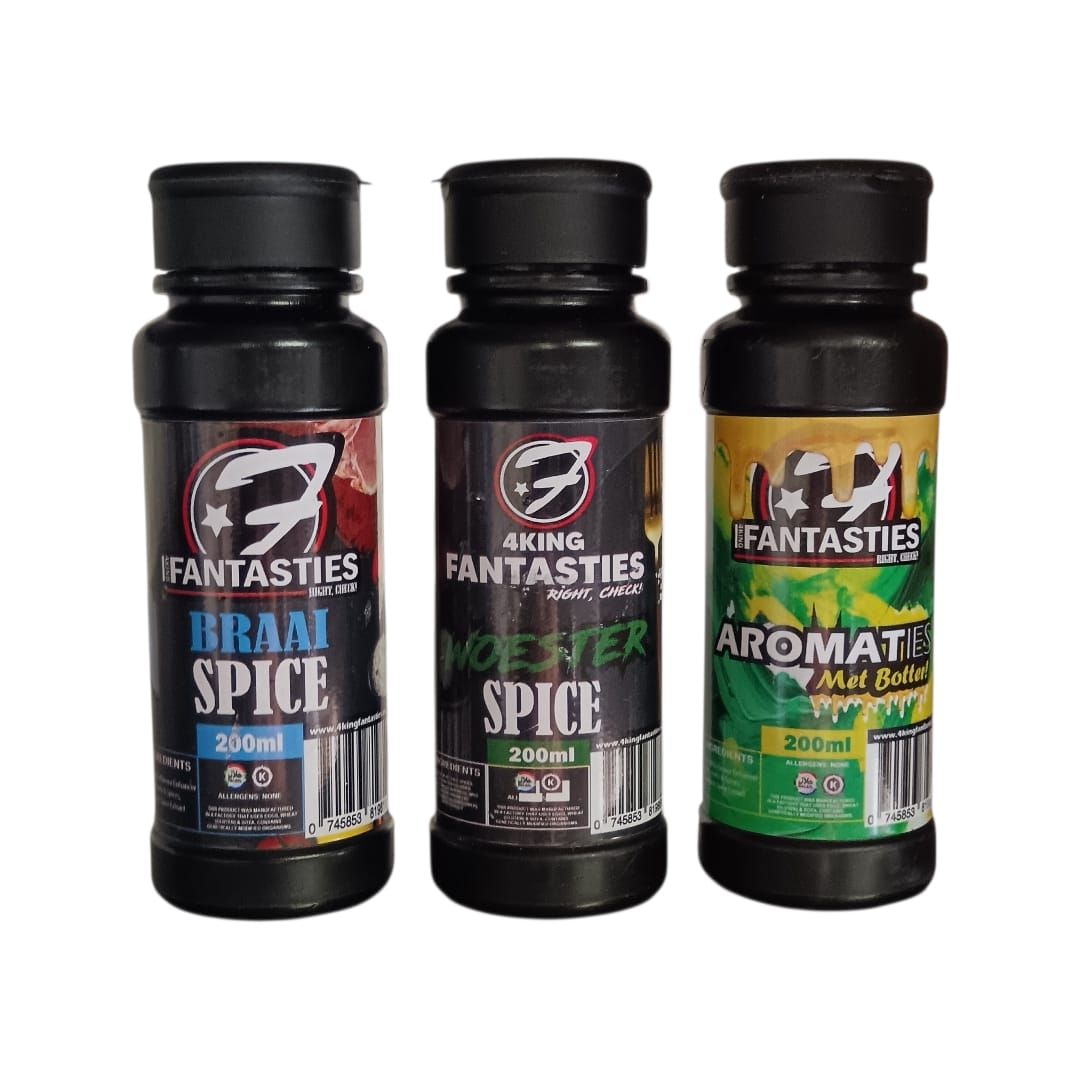 4King Fantasties Spice 3 Pack - Plain Braai / Aromaties / Woester 200ml ...
