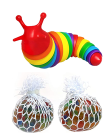 Fidget Slug and Squishy Balls (Rainbow Set of 3) | Shop Today. Get it ...