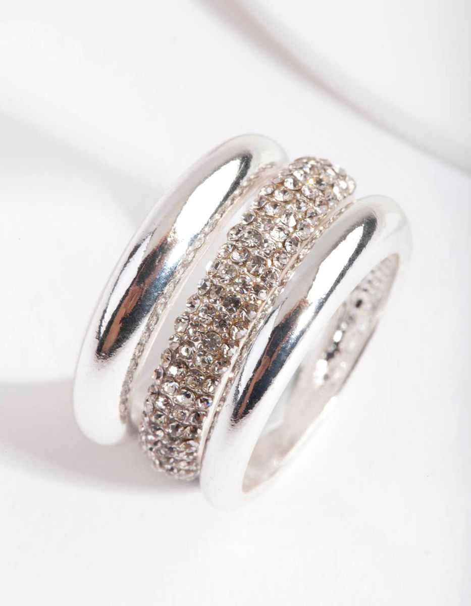 Silver Curve Band Diamante Ring Pack | Shop Today. Get it Tomorrow ...