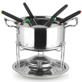Fondue Set Fuel Fondue Pot Set with 6 Forks Stainless Steel Melting Pot ...
