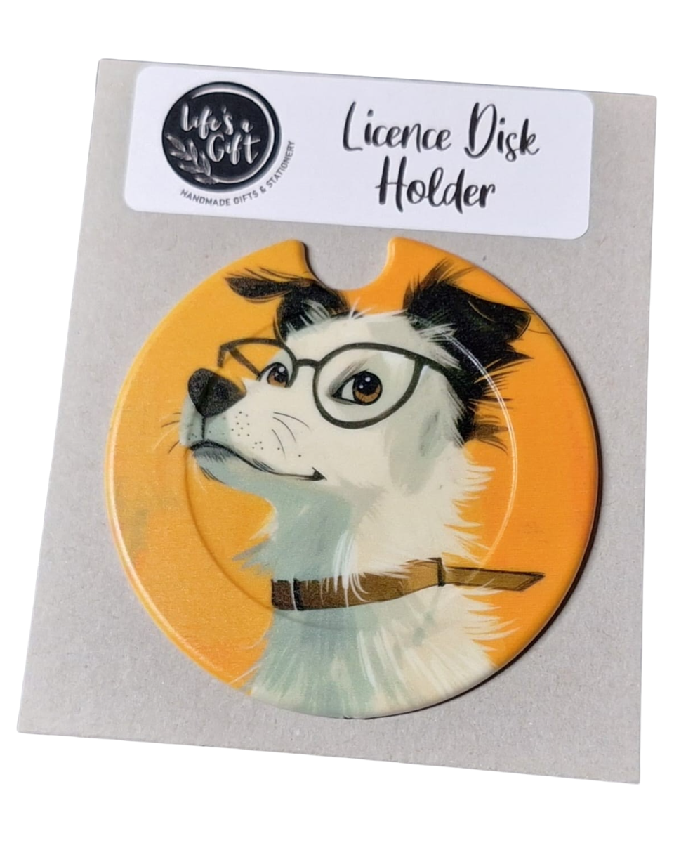 Licence Disk Holder - White Dog With Glasses | Shop Today. Get it ...
