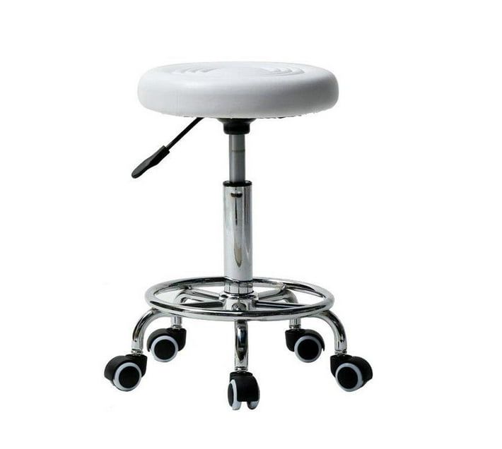 White Modern and Adjustable Mini Bar Stool with Wheels | Shop Today ...