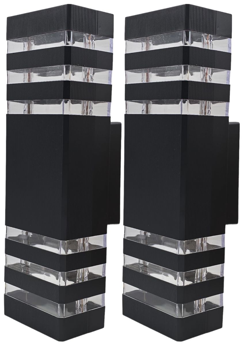 Hello Today Outdoor Aluminium Rectangular Wall Light Up & Down - 2 Pack ...