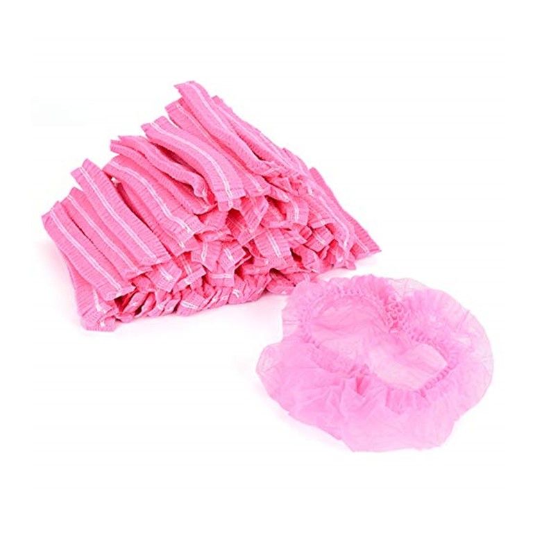 Disposable Mop Cap Hair Nets - Pink, 21", Double Band (Pack of 100 ...