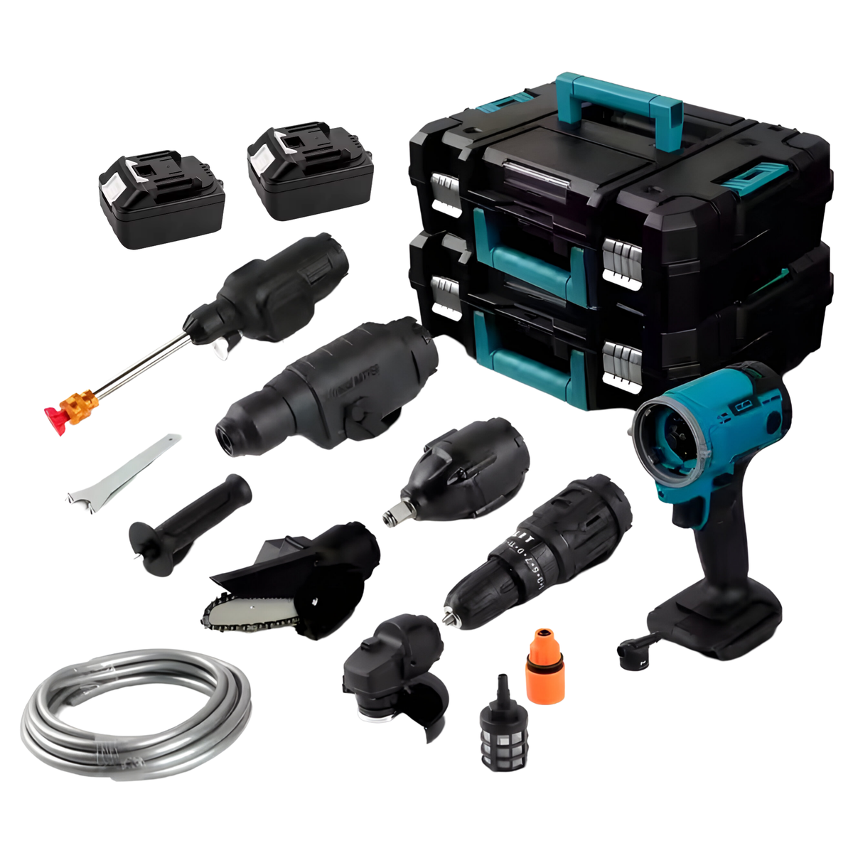 6-in-1 Cordless Multi-Head Power Tool Attachment with 2 48V Batteries ...