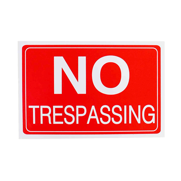 Red And White No Trespassing Plastic Board 20cm X 30cm X 3mm Shop
