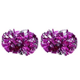 1 Pair Handheld Plastic Cheerleading Pom Poms Rose Red and Silver 29cm ...