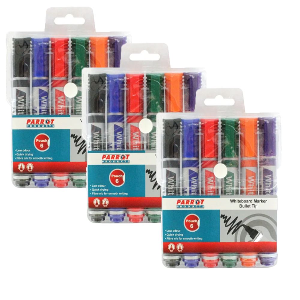 Parrot Products Bullet Whiteboard Marker Assorted - 3 x 6 pack | Shop ...