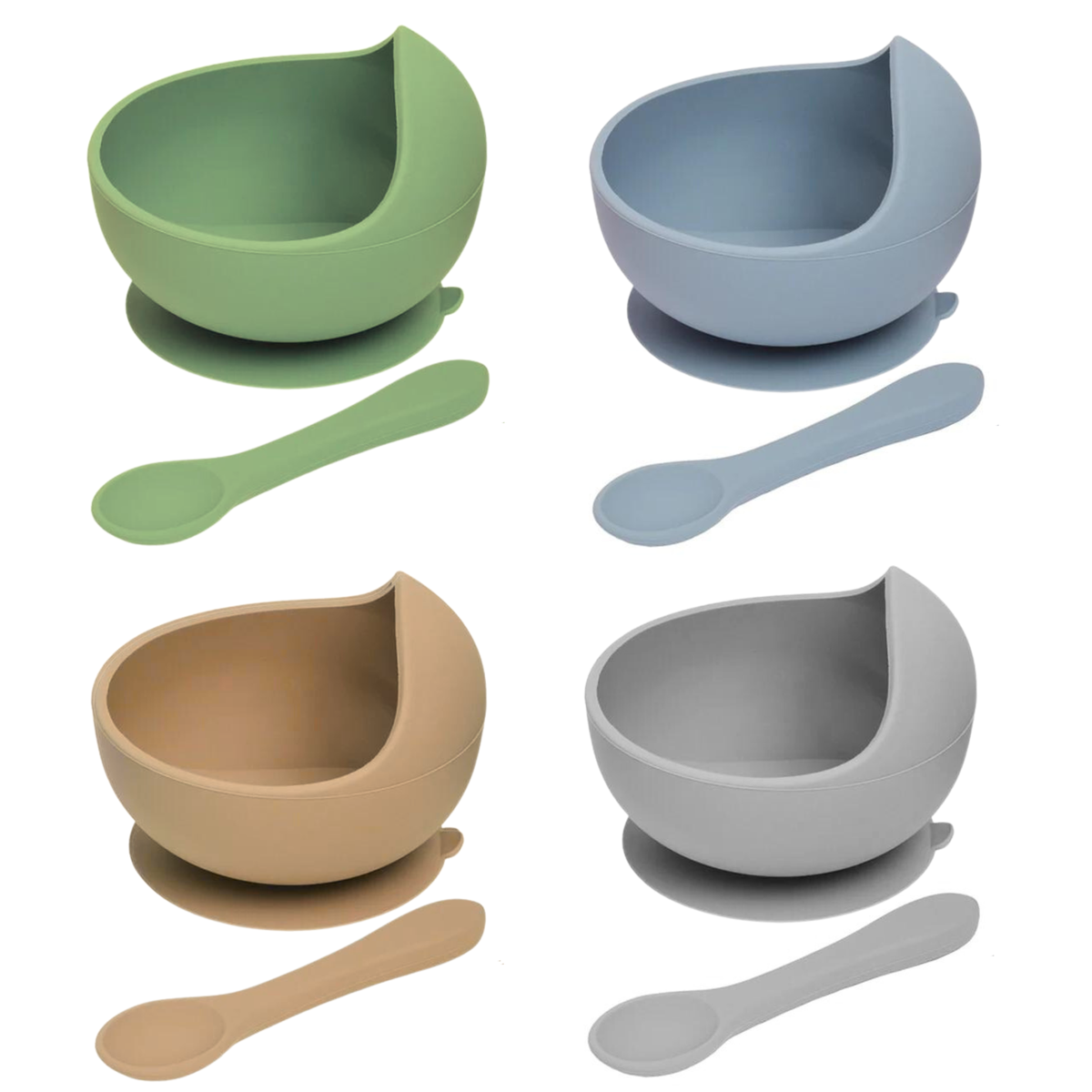 Four Pack Premium Baby Silicone Suction Snail Bowl & Spoon Feeding Set ...