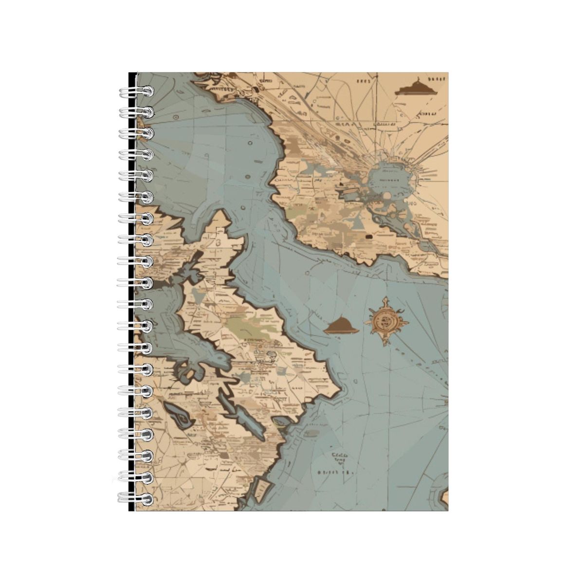 Water A5 Notebook Spiral and Lined Maps Graphic Notepad Design Present ...
