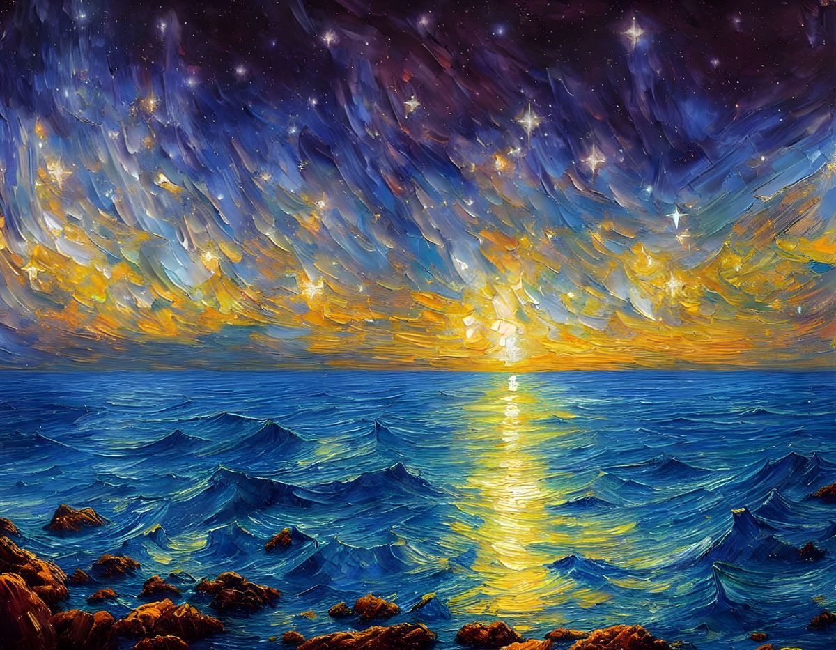 Canvas Wall Art - Starry Night At Sea Artwork | Shop Today. Get it ...
