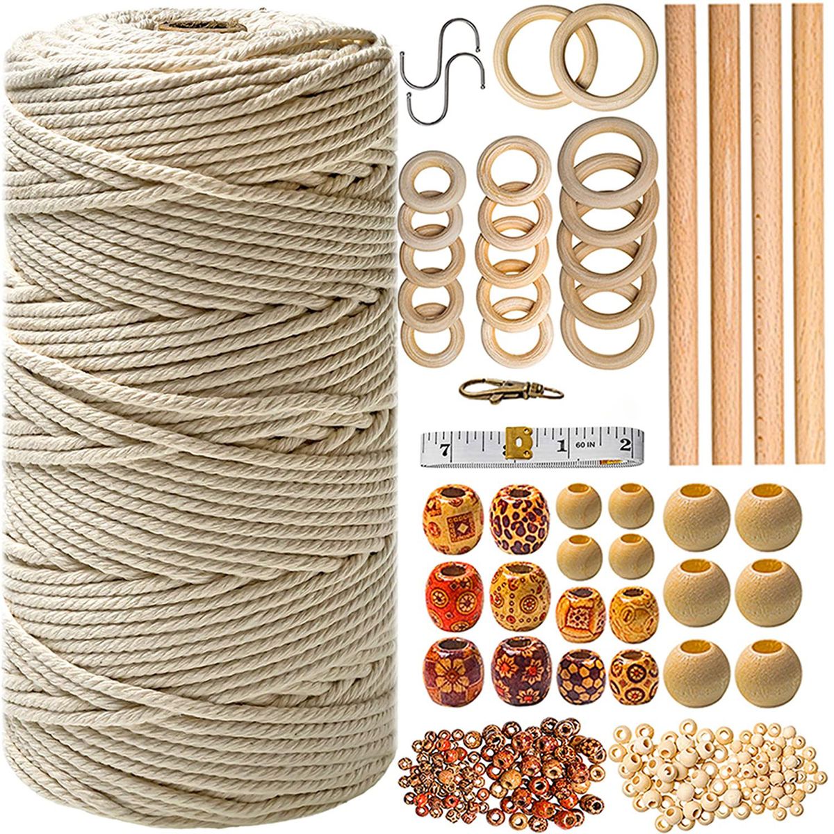 226 Pcs DIY Premium Macrame Craft Kit With 205m Cord & Basic ...