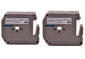 Compatible Brother M-K231 (12mm x 8m) Blk/White Label Tape x 2 | Shop ...