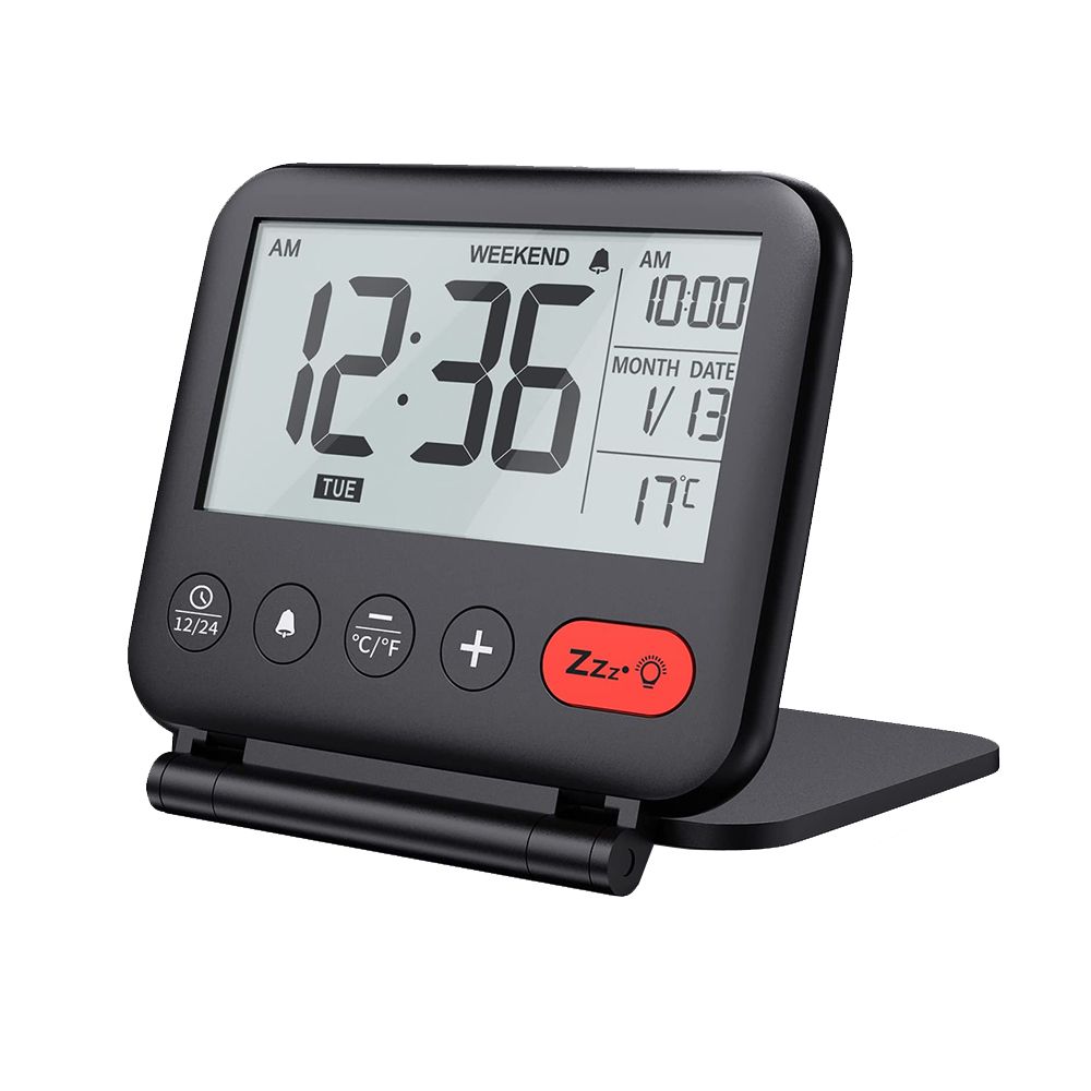 Portable LCD Travel Clock with Backlight Calendar Temperature Snooze ...