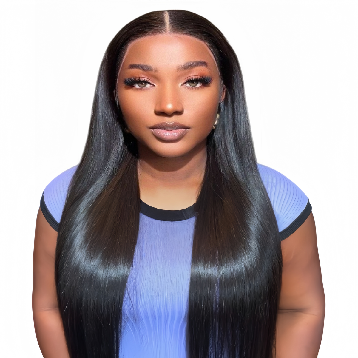 Marigold 26-inch Straight Wig Full Frontal Human Hair Transparent Lace ...