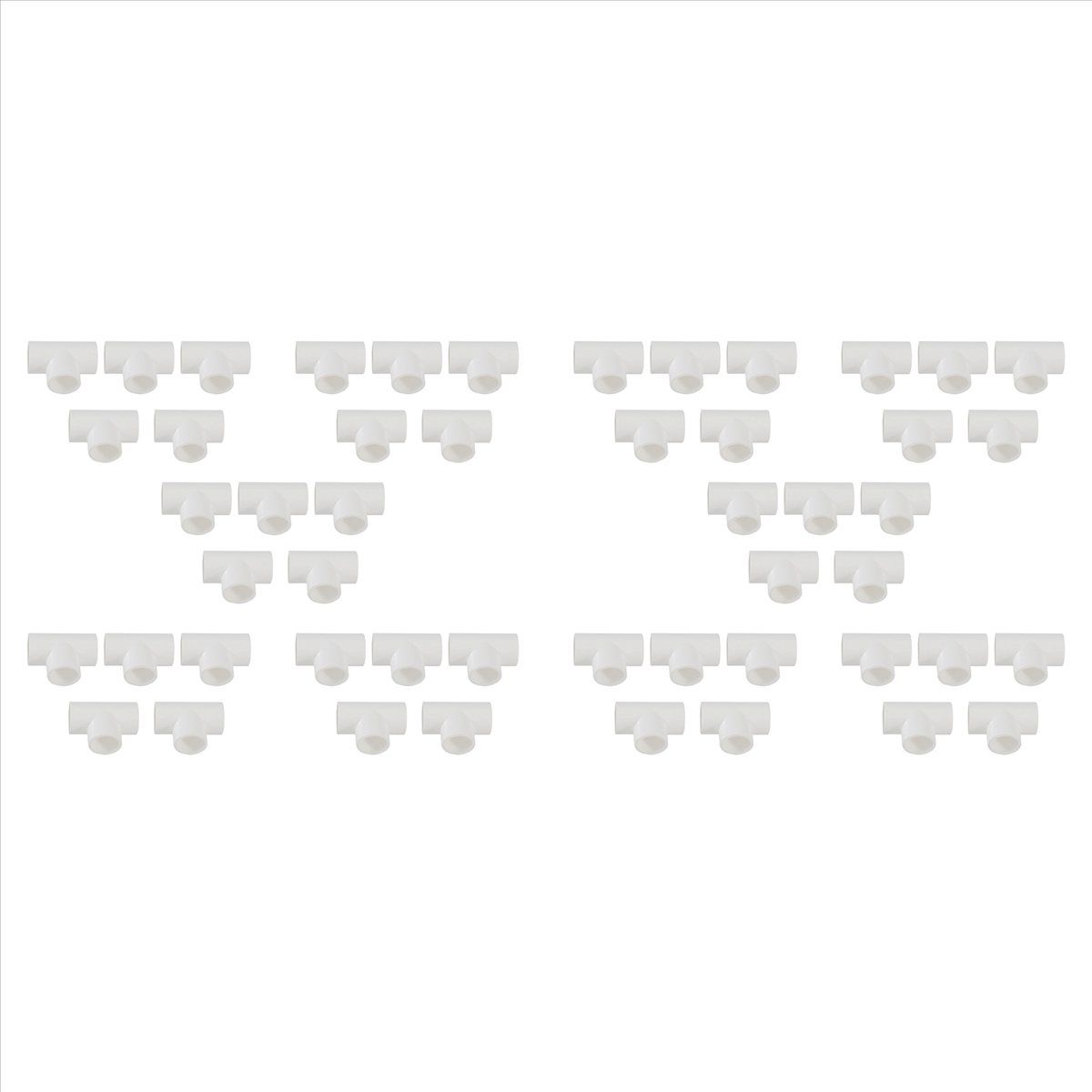 20mm PVC Tee 3 Way Water Pipe Tube Adapter Connectors White 50 Pcs ...