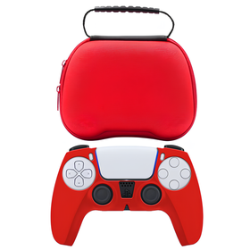 PS5 Controller Carry Case & Red Silicone Cover - Hard Shell, Mesh ...