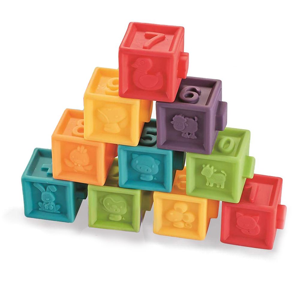 2 Pieces Educational Baby Building Blocks - 12 Piece Set - Bright ...