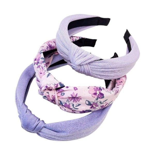 3 Piece - Fabric Alice Bands With Solid & Floral Prints - Purple | Shop ...