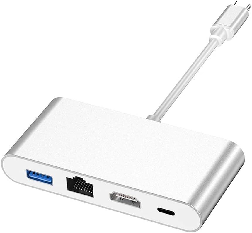 4 in 1 Type C-HDMI+RJ45+PD+USB3.0 Multifunctional Network Docking ...