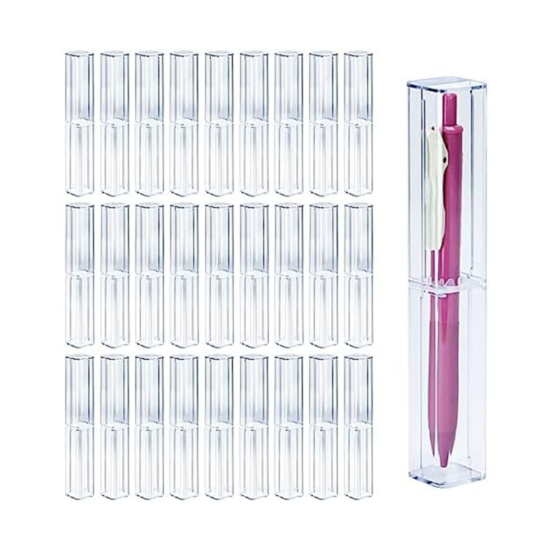 25Pcs Clear Pencil Case, Reusable Pen Gift Box Empty Plastic Pen Box ...
