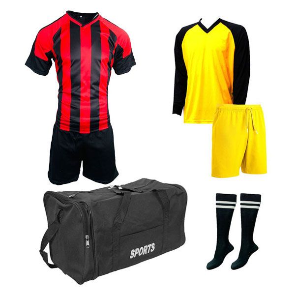 Soccer Kit with Goalkeeper Set & Kit Bag - Football Team of 15 - Red ...
