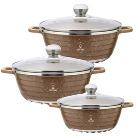 Chef's Choice 10-Piece Cast Iron Casserole Cookware Set with Glass Lids ...