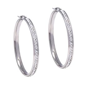Steel My Heart Waterproof White Backing Crystal Hoop Steel Earrings ...