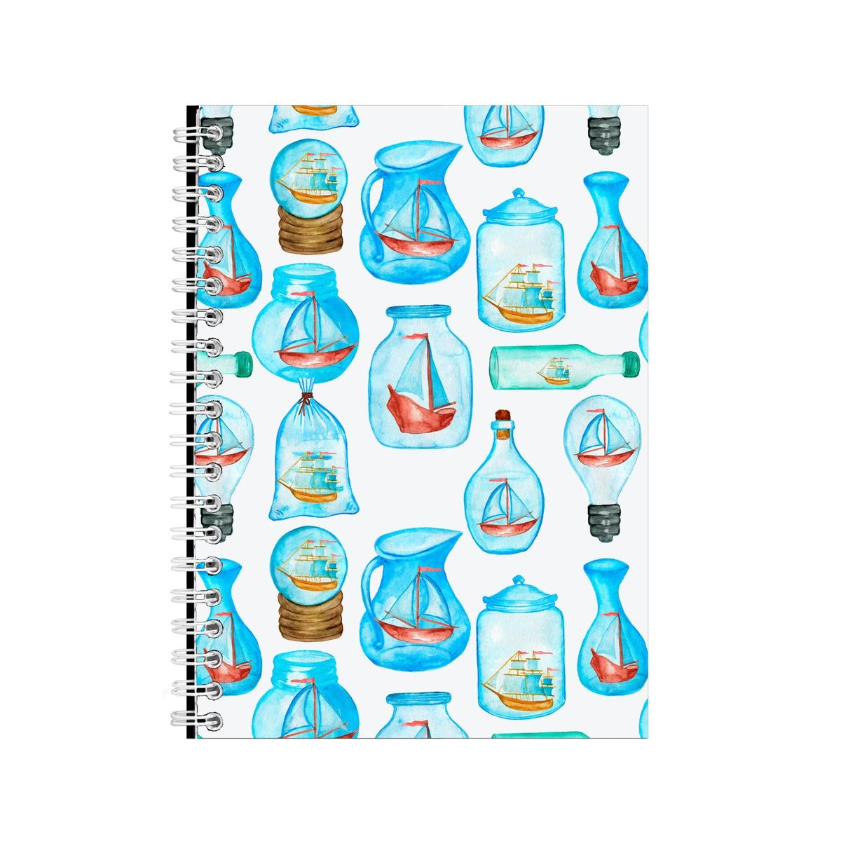 Bottle A5 Notebook Spiral and Lined Sea Lovers Graphic Notepad Present ...