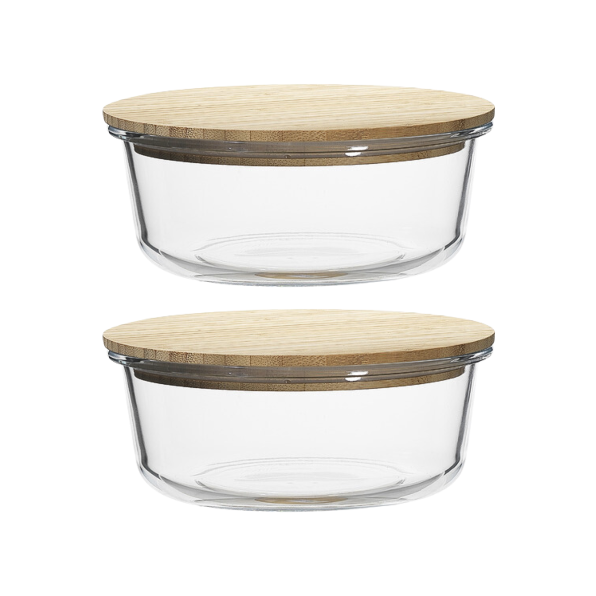 400ml Heat Resistant Round Food Storage Container with Bamboo Lid - 2 ...