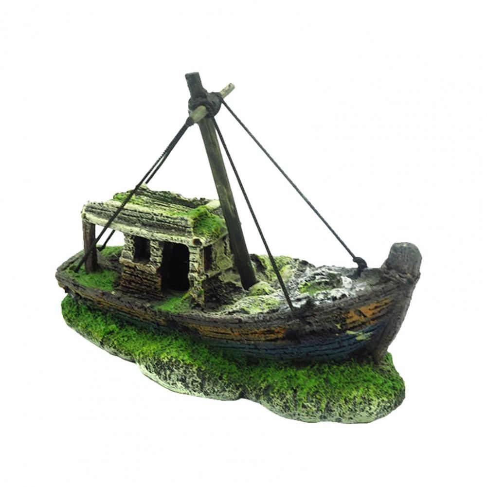 Pet Hobby Indoor Aquarium Fish Tank Sunken Pirate Ship Decoration (12.5 ...