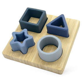BinkyJo Blue Horizon Silicone and Bamboo Shape Sorter Educational Baby ...