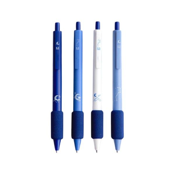 4 Piece - Heat Erasable Push-Type Pens With 0.5mm Black Ink - Blue ...