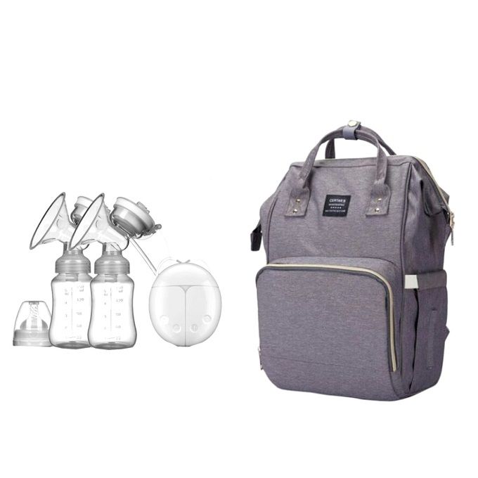 Bilateral Electric USB Breast Pump & Mommy & Baby Bag - Grey | Shop ...