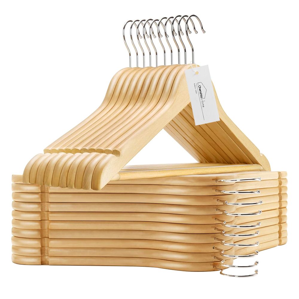 Luxury Premium Non-Slip Wooden Hanger Suit Hangers with Non Slip Pant ...