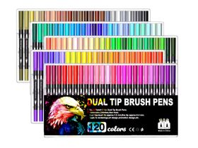 120 Colors Dual -Tip Watercolor Marker Set - Brush and Fineliner Tip ...