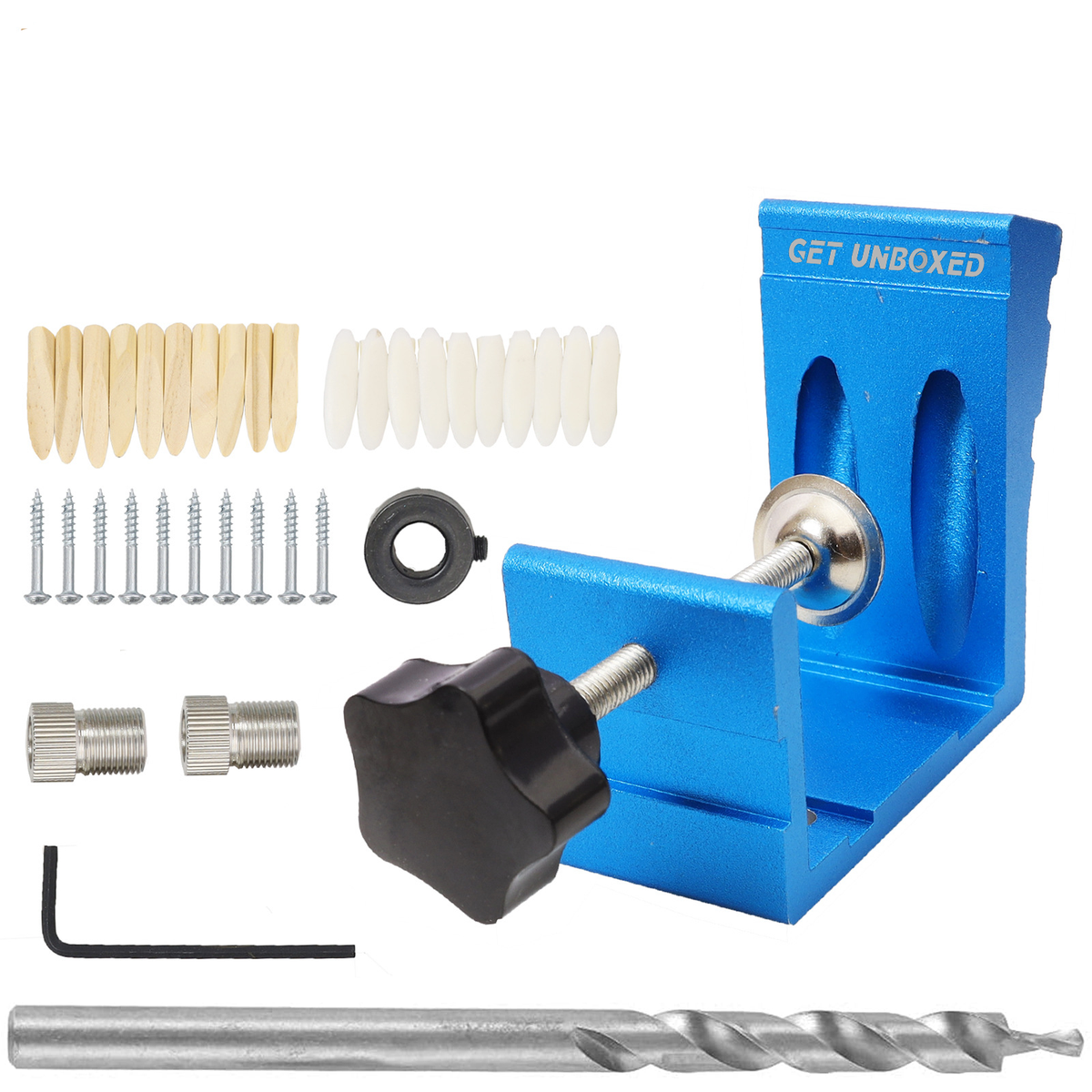 GET UNBOXED Pocket Hole Jig Kit 15 Degree Angle Hole Drill Guide Kit ...