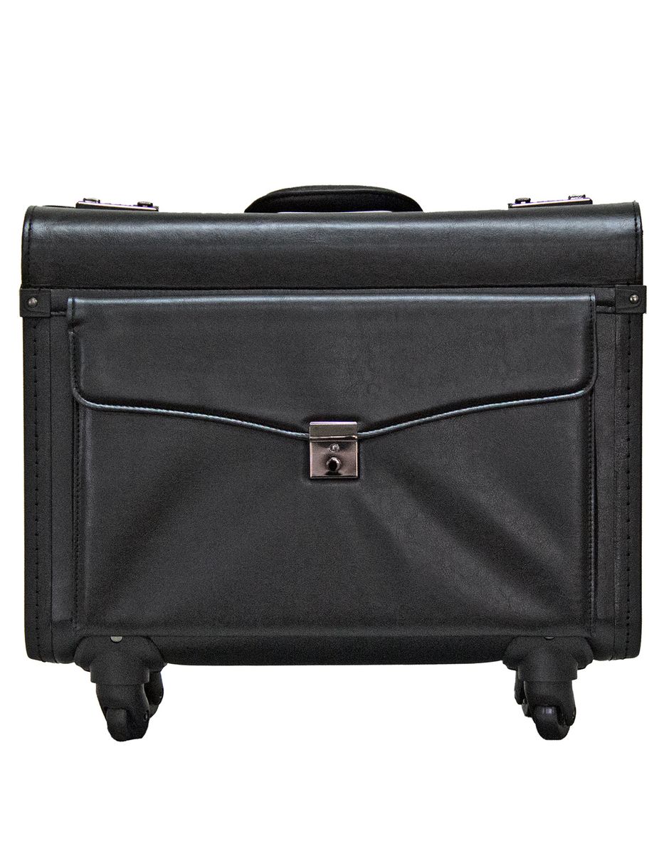 Fino 316-F4 PVC Leather 17" Laptop Pilot Trolley Case On 4 Wheels ...
