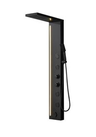 Matte Black 6 Functions Shower Column/Panel With LED Strip - 5962 Black ...