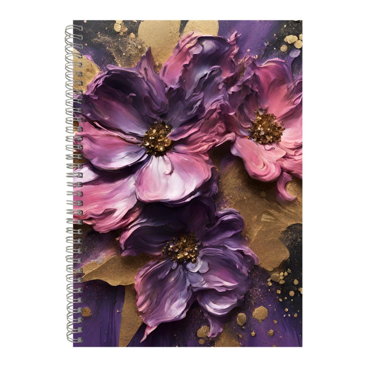 Art A4 Notebook Spiral Lined Trendy Flowers Bouquet Graphic Notepad ...