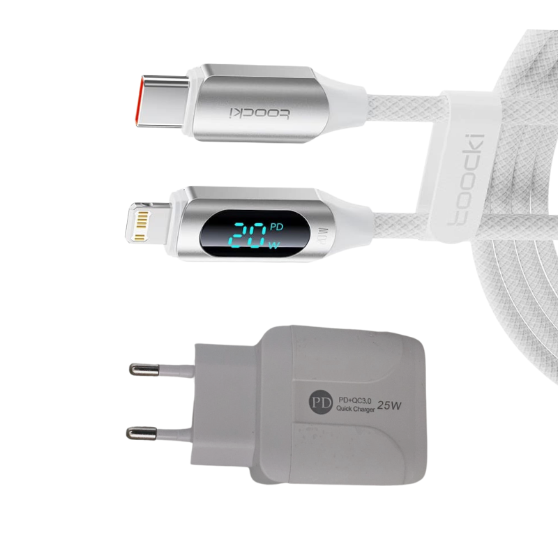 Dual PD USB & Type-C Adapter/Charger PLUS USB To Lightning Cable Set ...