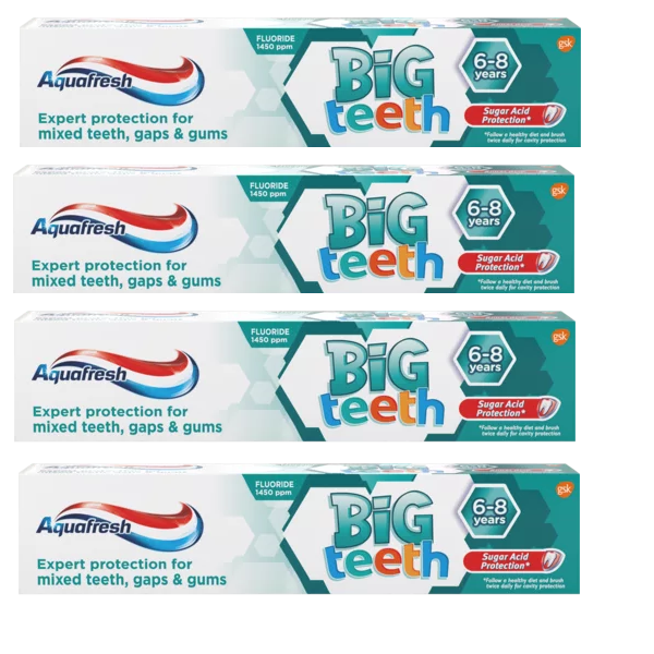 Aquafresh Big Kids Teeth Tooth Paste 6-8 Years (4 x 50ml) | Shop Today ...