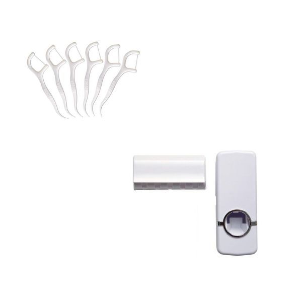 Plastic Toothbrush Holder With toothpaste Dispenser & Floss Toothpicks ... Plastic Toothbrush Holder With toothpaste Dispenser & Floss Toothpicks ...