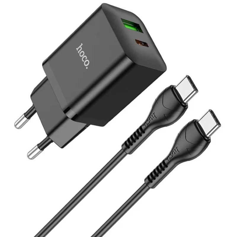 Fast Type C Charger Dual Port Type C+USB With Type C to Type C Cable 1m ...