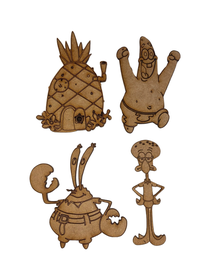 Small Wooden Kids Show Wall Art - SpongeBob SquarePants - 4 Items ...