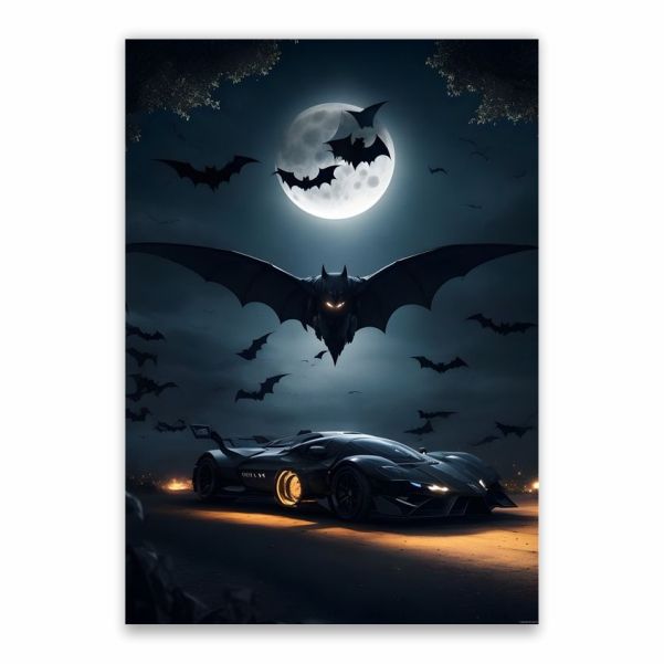 Batman Batmobile And Bats Poster - A1 | Shop Today. Get it Tomorrow ...