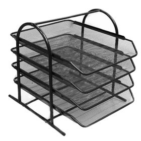 4 Tier Stackable Metal Mesh File Holder Stand Organizer Document Tray ...