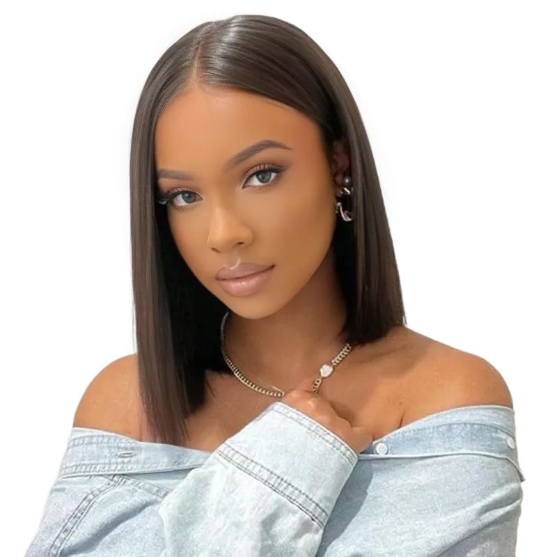 VSP 14inch Brazilian Human Hair 13x4 Full Frontal Straight Short Bob ...