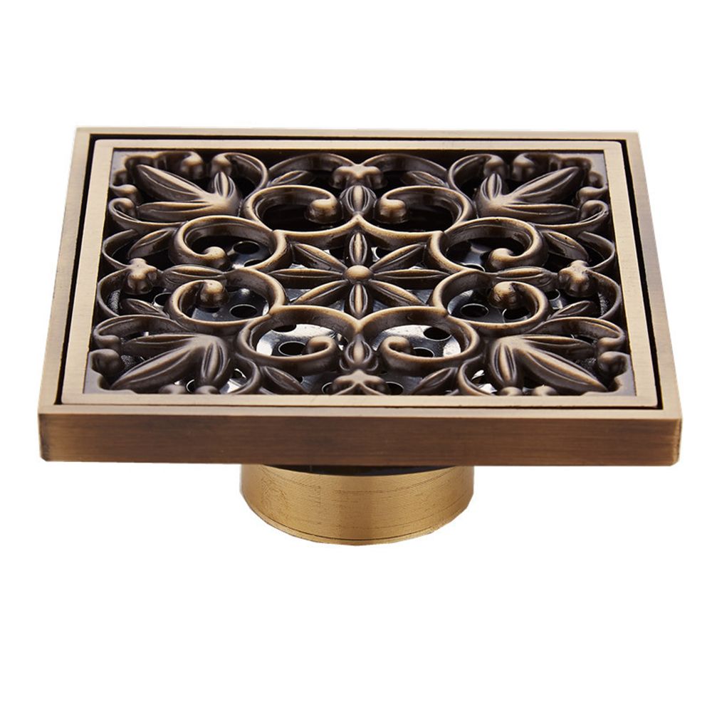 Euro Style Brass Art Carved Square Antique Shower Floor Drain | Shop ...